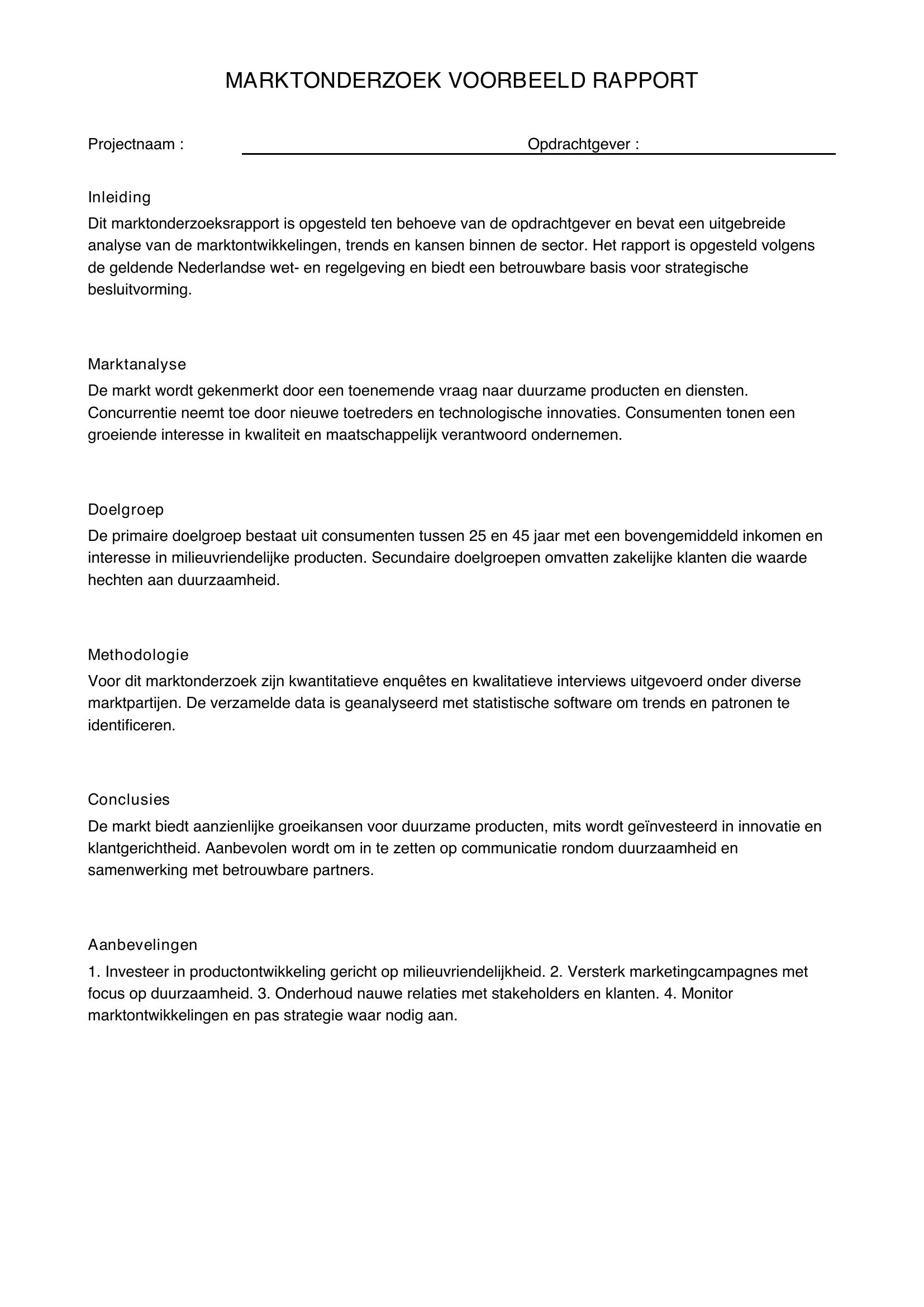 Marktonderzoek Voorbeeld