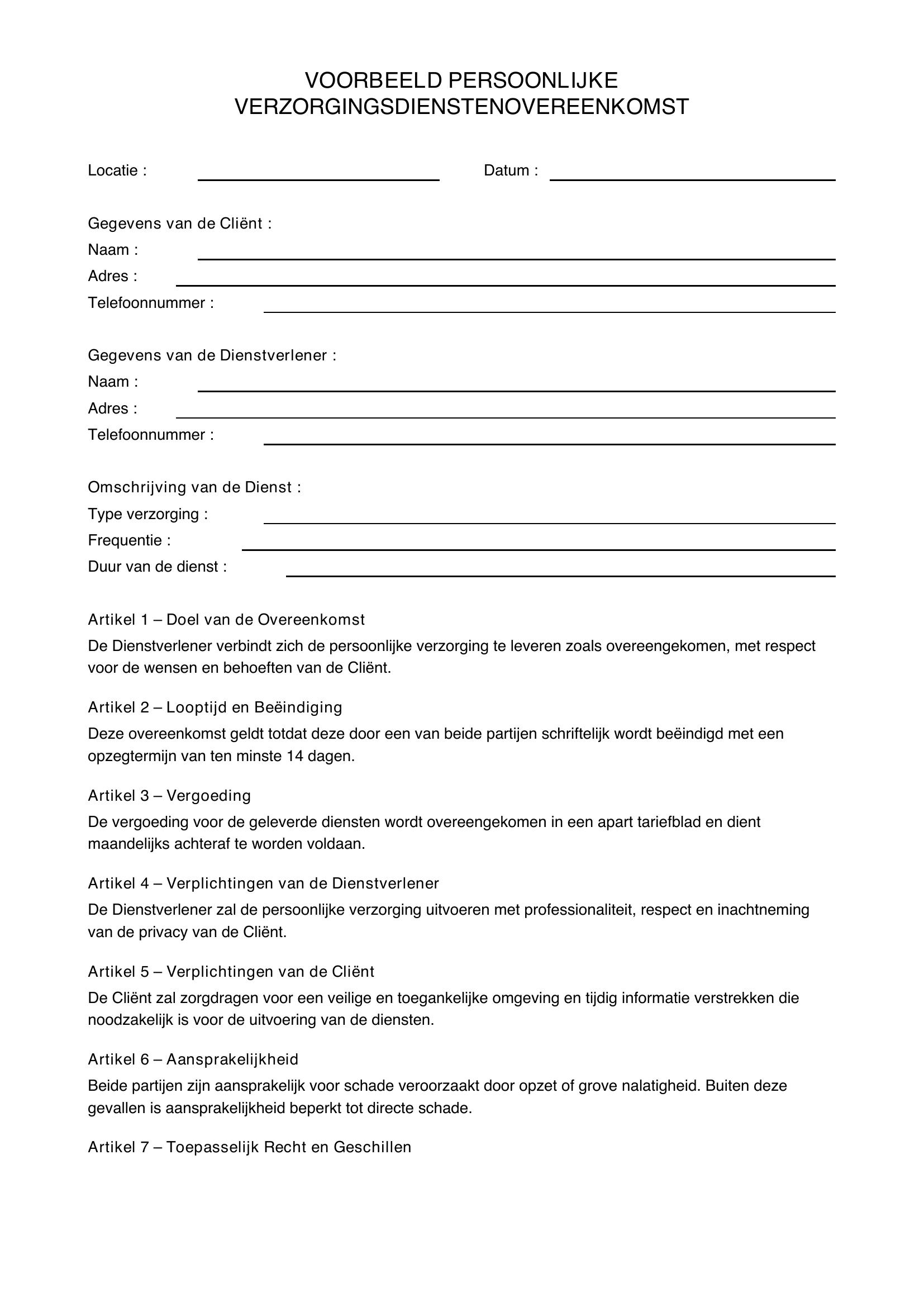 Persoonlijke Verzorging Voorbeelden