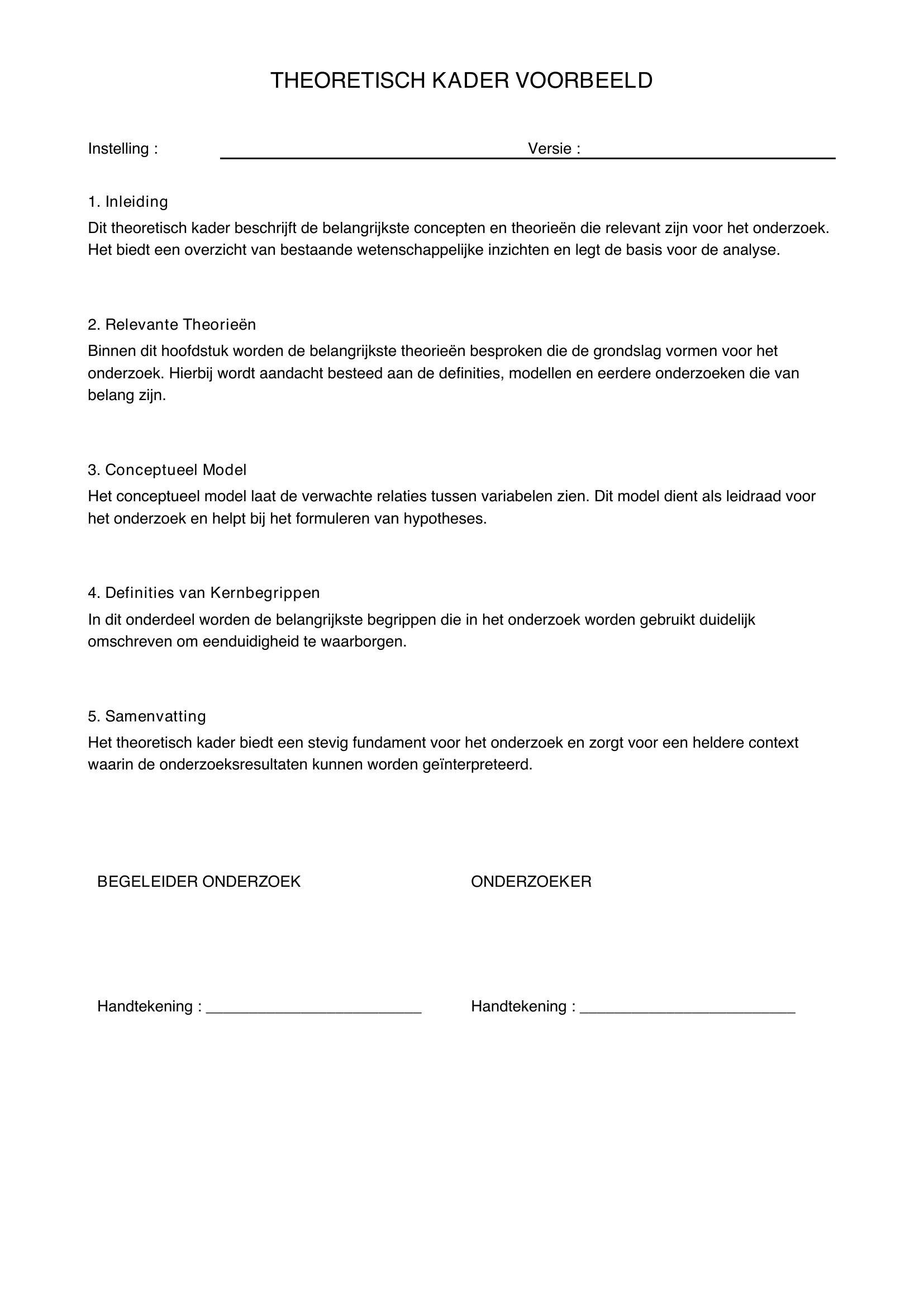 Theoretisch Kader Voorbeeld